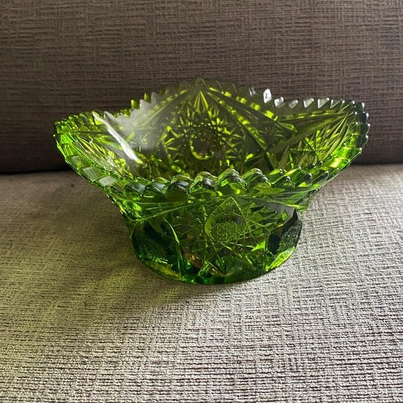 Vintage | Accents | Vintage Bright Green Hob Star Pressed Glass Saw ...